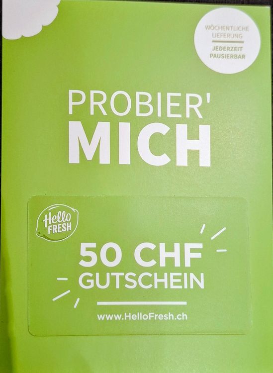 HelloFresh Gutschein 50 CHF - Neu & unbenutzt (Neu (gemäss Beschreibung)) in Steinhausen für CHF ...