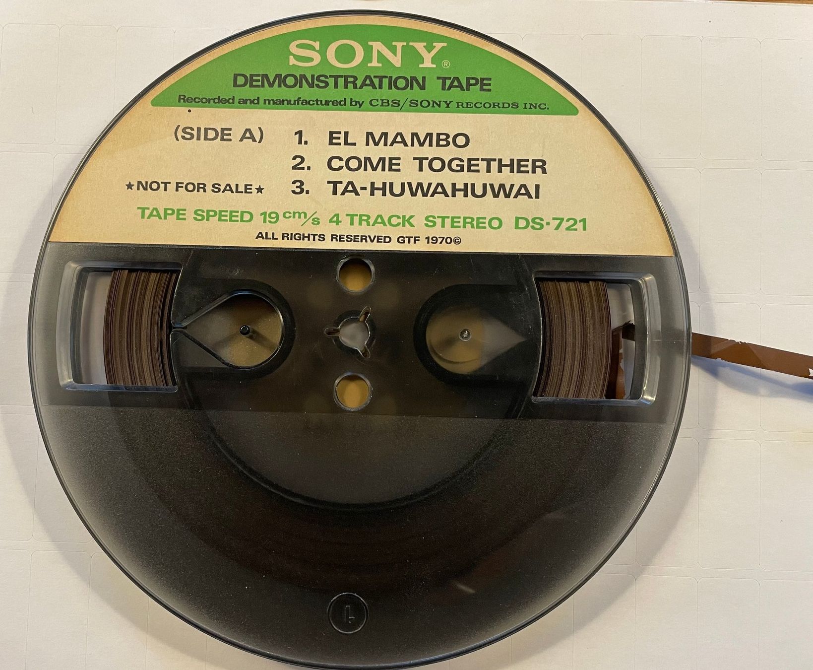 7" Sony Demo- Tape, 3 Songs, Japan, 1970, Not for Sale (Gebraucht) in ...