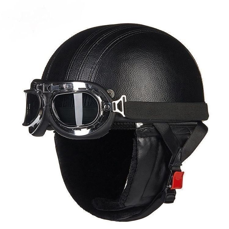 Retro Roller- Vespahelm Mofa-Topfhelm schwarz PU-Leder | Kaufen auf Ricardo