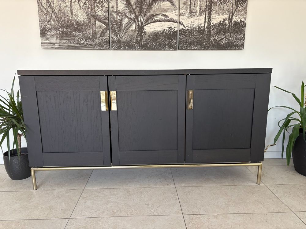 Sideboard Schwarz mit Messinggestell – 150 × 44 × 76 cm (Gebraucht) in Gockhausen für CHF 200 ...