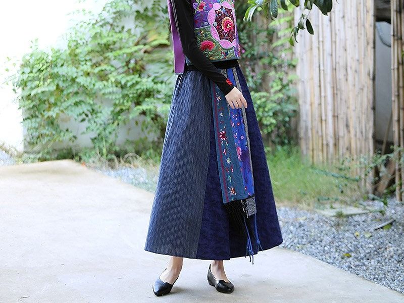 Rock aus Baumwolle Leinen im Ethno-Stil mit Retro-Stickerei | Kaufen ...