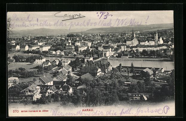 AK Aarau, Generalansicht der Stadt, 1907 | Kaufen auf Ricardo
