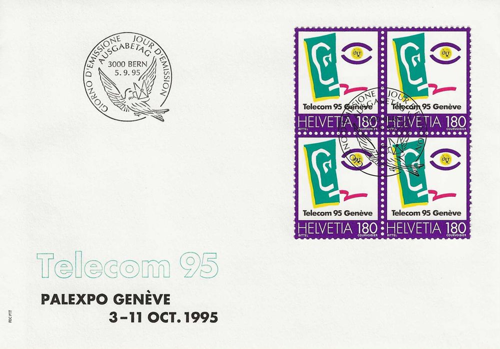 FDC - TELECOM 95 - 05.09.95 - bloc de 4 | Kaufen auf Ricardo