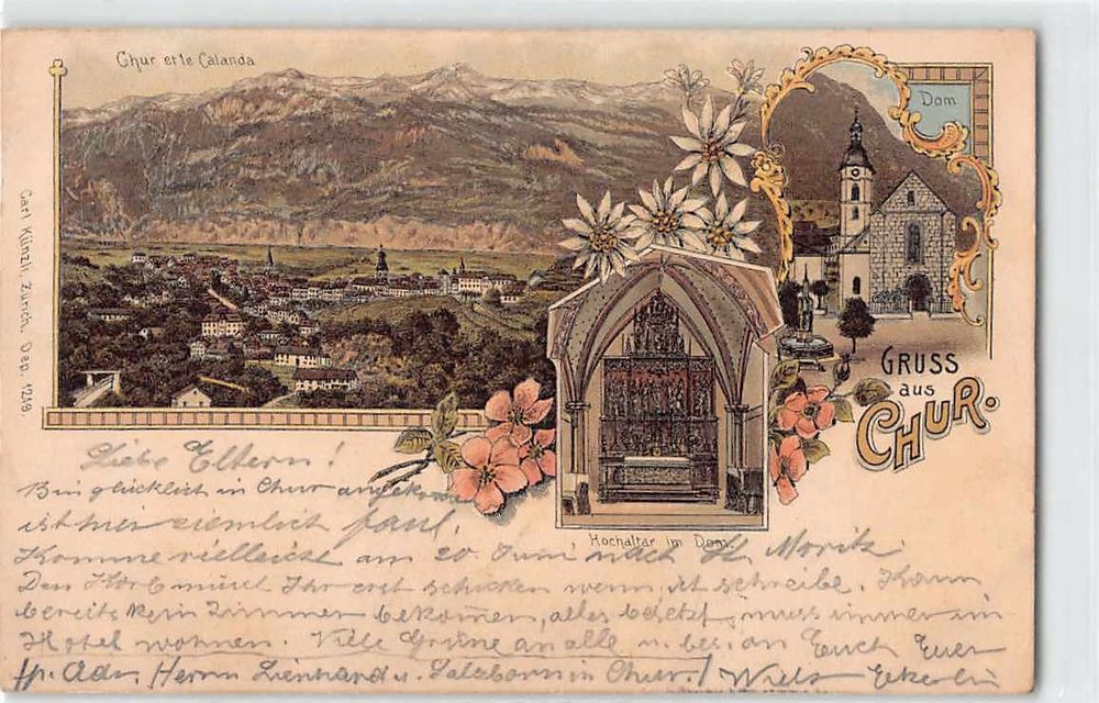 GRUSS aus CHUR, historische LITHO-Karte 1899 (Gebraucht) in Lufingen für CHF 7.5 – mit Lieferung ...