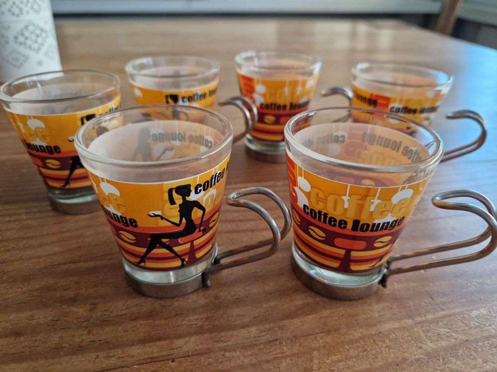 Retro Tassen Kaffee Mocca Espresso Set Cerve Glas (Gebraucht) in Neuhausen am Rheinfall für CHF ...