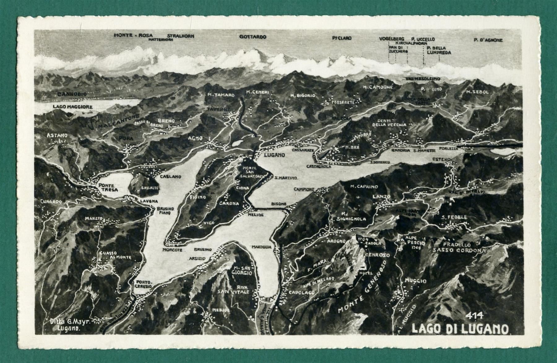 Lago di Lugano, Panoramakarte, 1946 (Gebraucht) in Sargans für CHF 1 ...