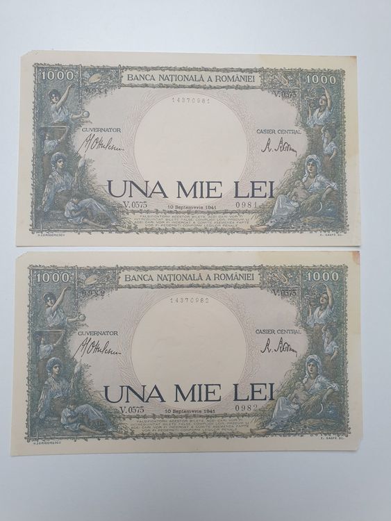🇷🇴 Romania Lot 2*1000 lei 1941 Consecutive UNC (Gebraucht) in Chavannes ...
