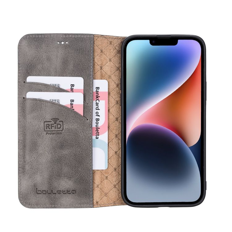 iPhone 13 Pro Bouletta Brooks Leder Slim Etui Grau (Neu und ...