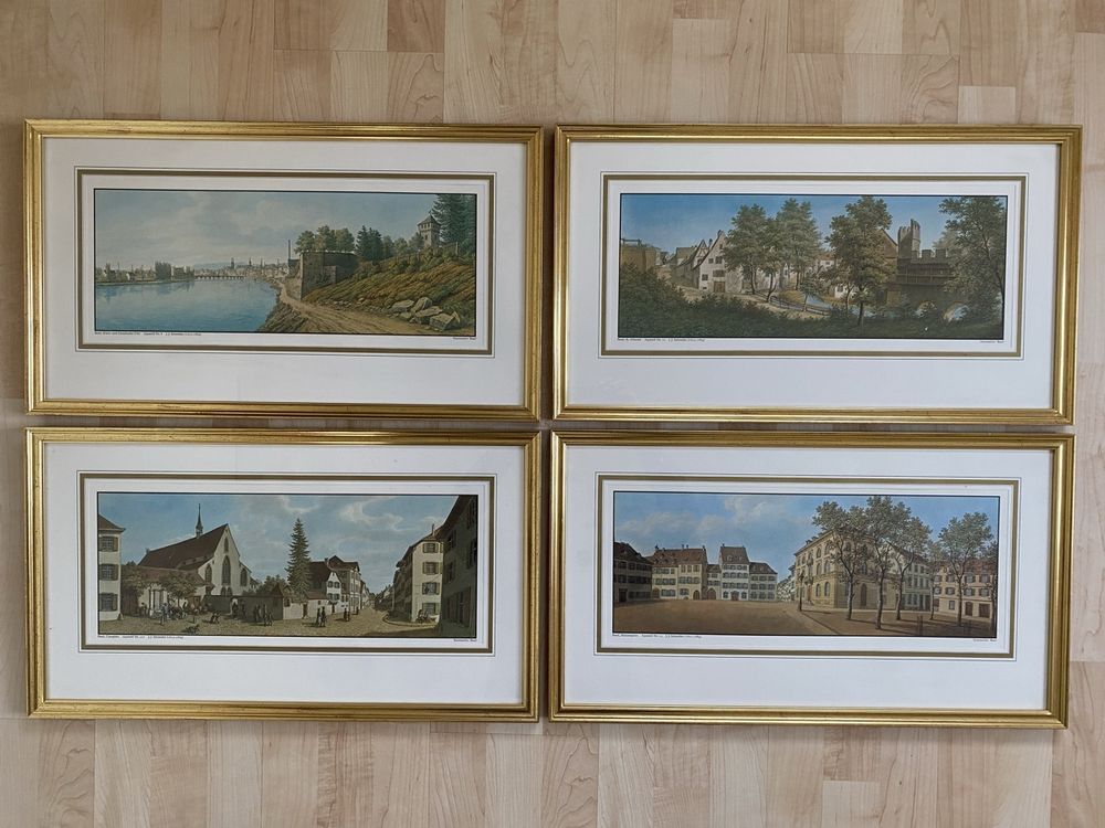 4x gerahmte Bilder der Altstadt Basel J.J.Schneider 1889 (Neu (gemäss ...