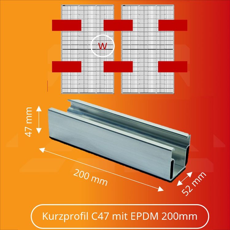 novotegra Kurzprofil C47 mit EPDM 200 Befestigung PV Modulen (Neu ...