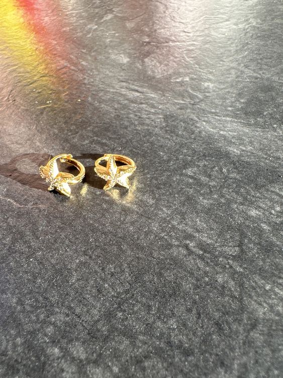 Goldene Creolen Ohrringe mit Seestern Anhänger neuwertig | Kaufen auf Ricardo