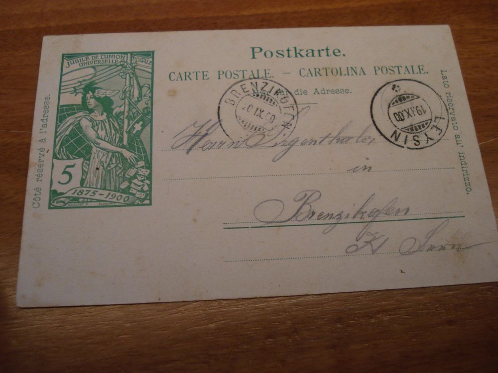 UPU Ganzsache 1900, Leysin - Brenzikofen (Gebraucht) in Niederwil AG für CHF 1.2 – mit Lieferung ...