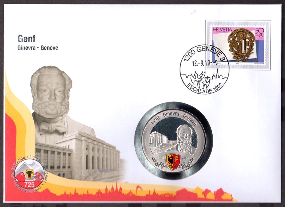 Numis, Genf, 725 Jahre Schweiz, top-Farb-Medaille (Neu (gemäss ...