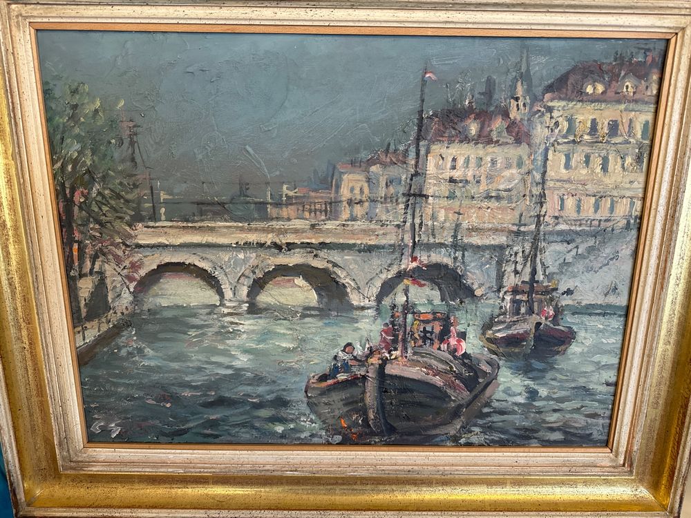 Schiffe im Kanal Öl auf Karton | Kaufen auf Ricardo