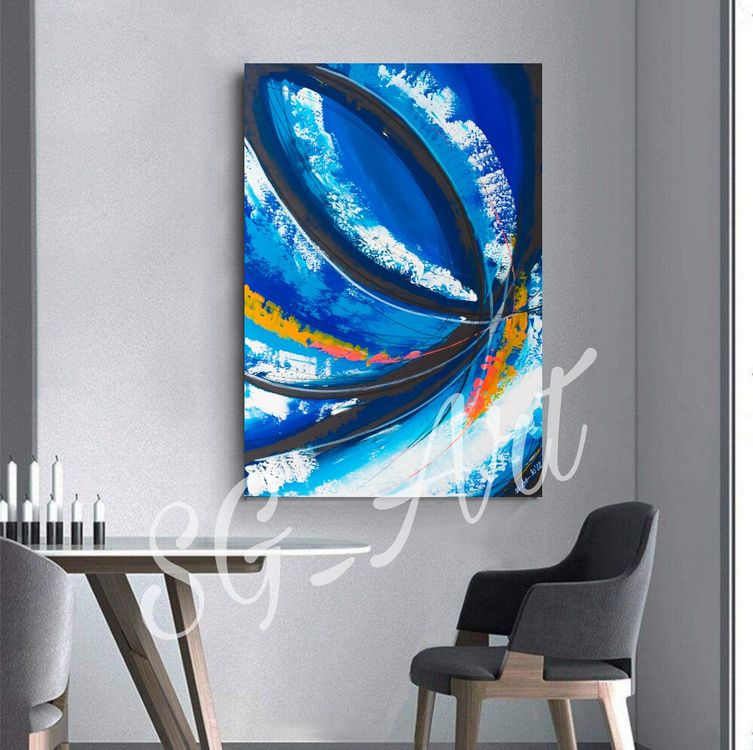 Acrylbild abstrakt blau Strudel Unikat (Neu und originalverpackt) in Rheinau für CHF 169 – mit ...