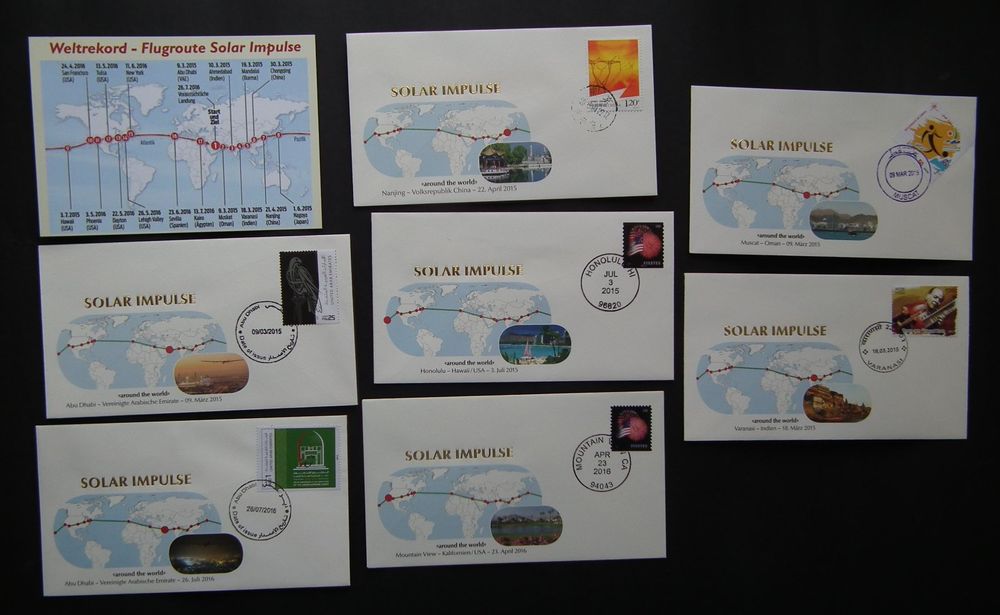 Karte und Briefe Flugroute Solar Impulse Weltrekord (Gebraucht) in Kriens für CHF 2.8 – mit ...