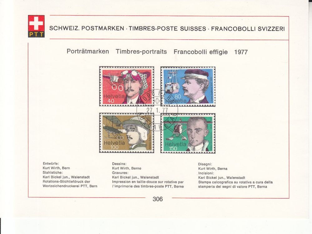 Sammelblätter PTT SBK 306 mit ET (Gebraucht) in Bürglen TG für CHF 1.5 – mit Lieferung auf ...