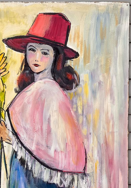 Sinischa Christen (1922-2007) Grosse Gemälde Dame mit Blumen | Kaufen ...