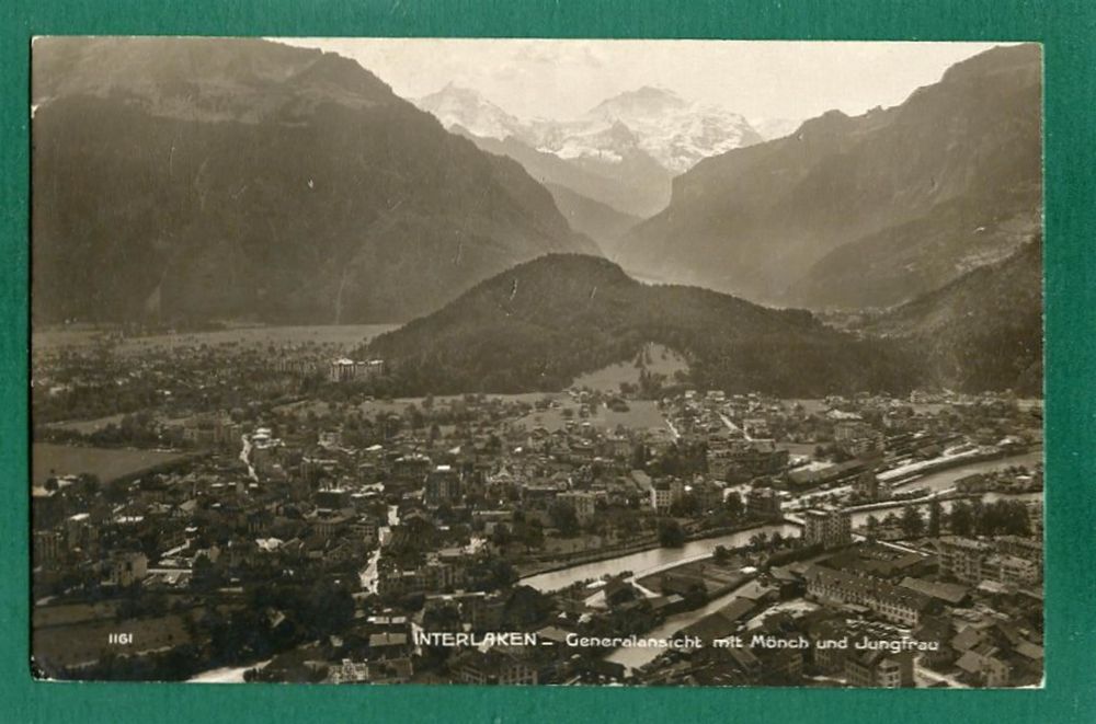 Interlaken, Generalansicht mit Mönch und Jungfrau, 1916 (Gebraucht) in Sargans für CHF 1 – mit ...