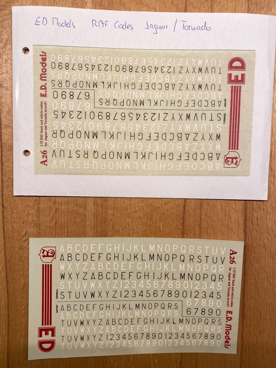 Decals 1/72 - RAF Code Letters von E.D. Models (Neu (gemäss Beschreibung)) in Koppigen für CHF 8 ...