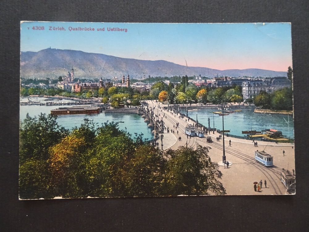 Z Ü R I C H, Quaibrücke und Ütliberg, 16.IV.1926, mit Tram (Gebraucht ...