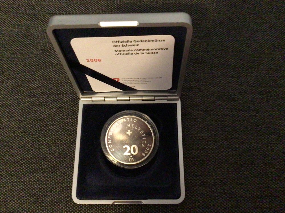 20 Franken Silber Gedenkmünze 100 J.Eishockey PP 2008 (Neu und originalverpackt) in Roggwil BE ...