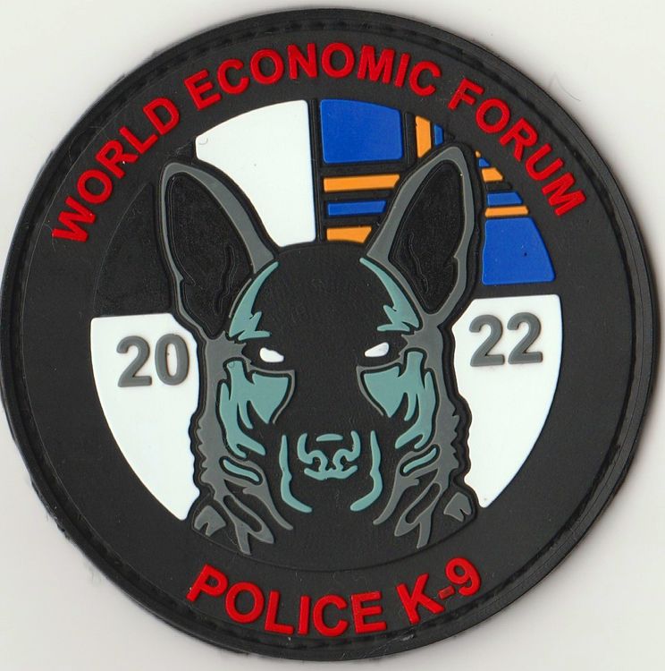 WEF 2022 Police K-9 Aufnäher Patch Hund Davos mit Klett. (Neu und ...