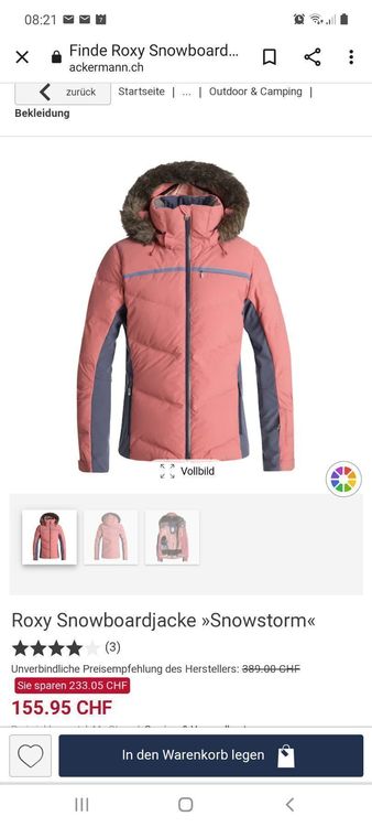 Roxy Daunen Skijacke Dryflight 15K (Neu und originalverpackt) in Schaffhausen für CHF 124.9 ...