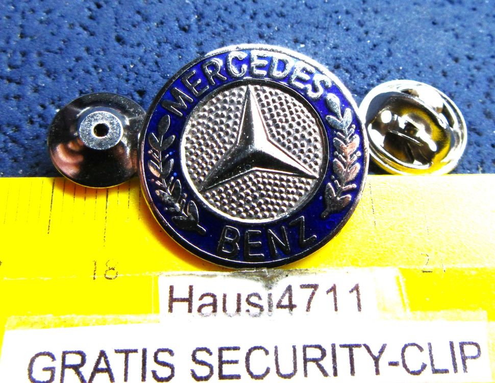 MERCEDES BENZ AUTO LOGO SCHMUCK-PIN ENAMEL EPRÄGT 22mm GROSS (Gebraucht ...