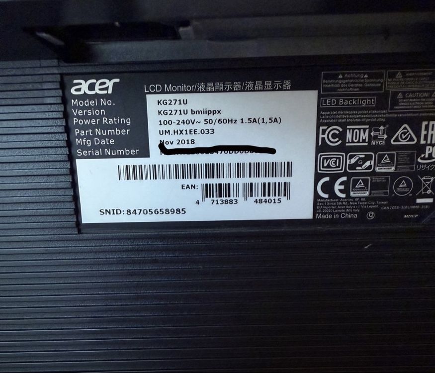 Acer KG271U 27 Zoll WQHD Gaming Monitor, 144 Hz (Gebraucht) in Emmen ...