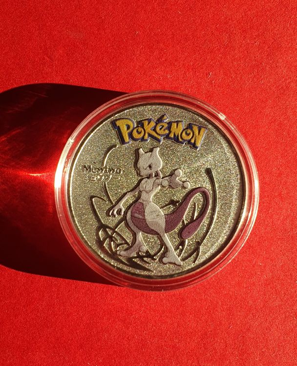 Pokemon 🌟 Mewtwo 🌟 (Silbermünze) Sammelmünze (NEU/OVP) (Neu und ...