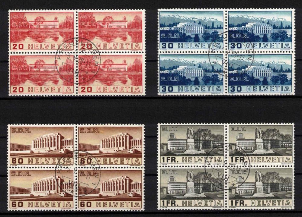 1938 Völkerbundsgebäude 211 - 214 im 4er-Block ʘ (Neu (gemäss Beschreibung)) in Nuglar für CHF ...