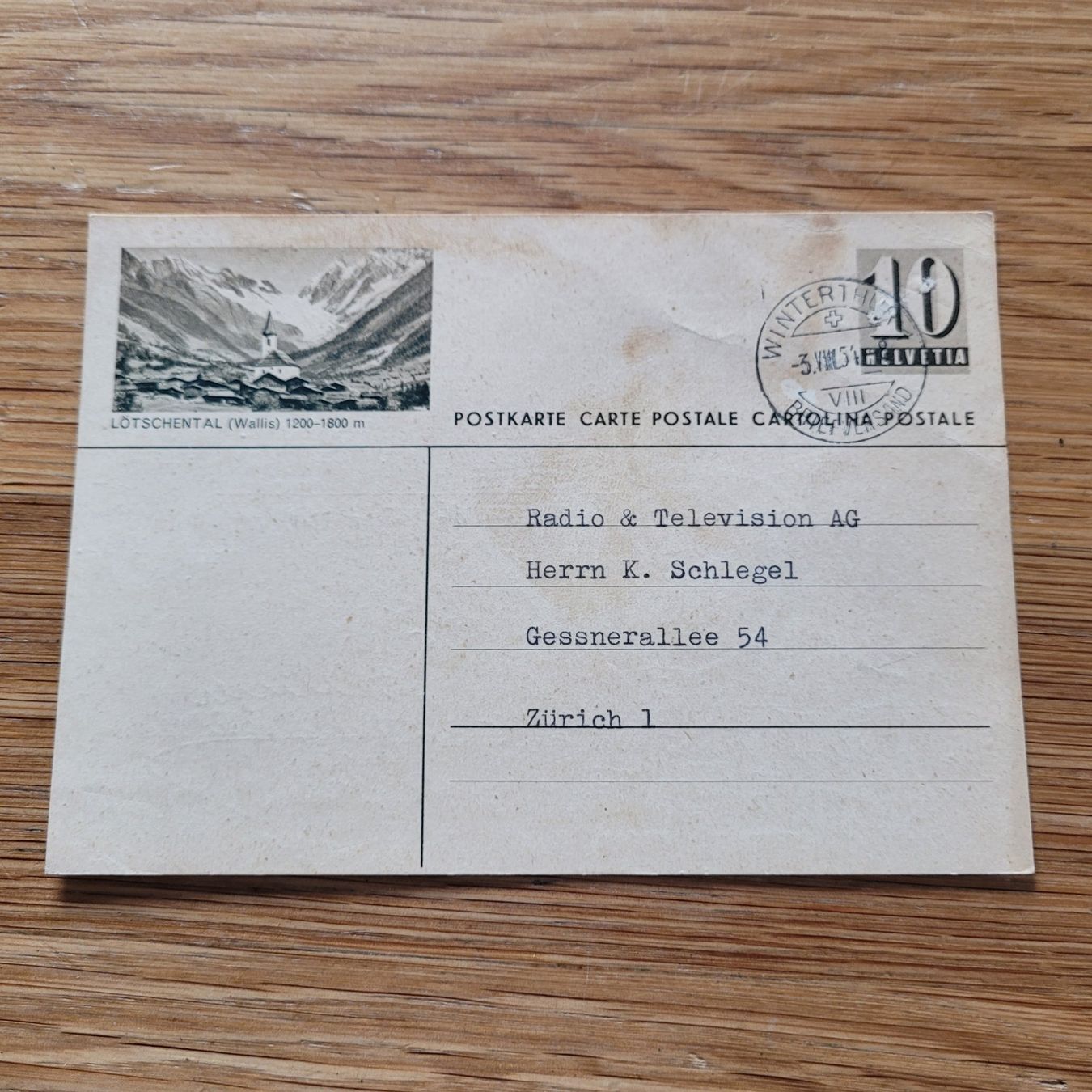 GS Post Karte Lötschental Wallis Winterthur 1954 (Gebraucht) in Biel ...