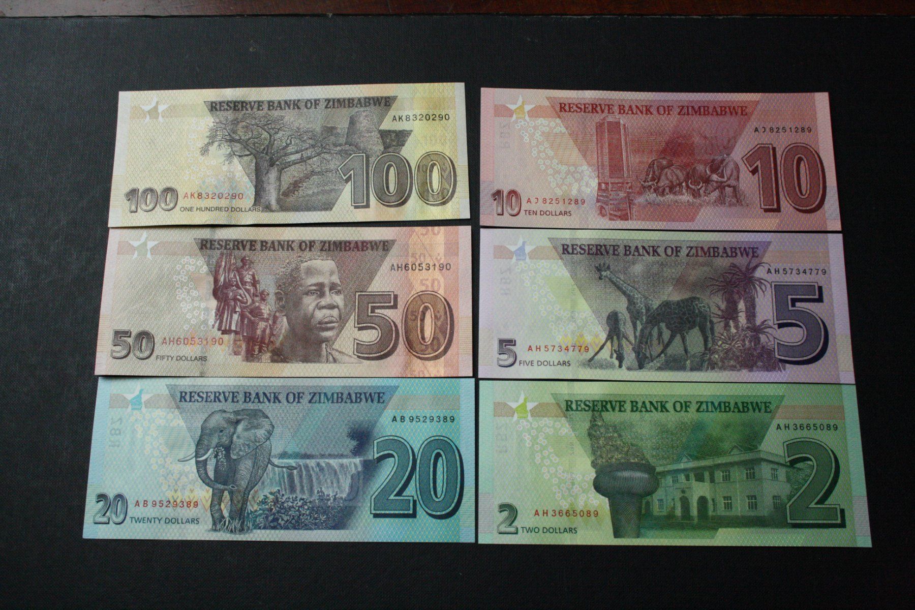 Serie UNC Zimbabwe 2/5/10/20/50/100 Dollars (Neu (gemäss Beschreibung ...