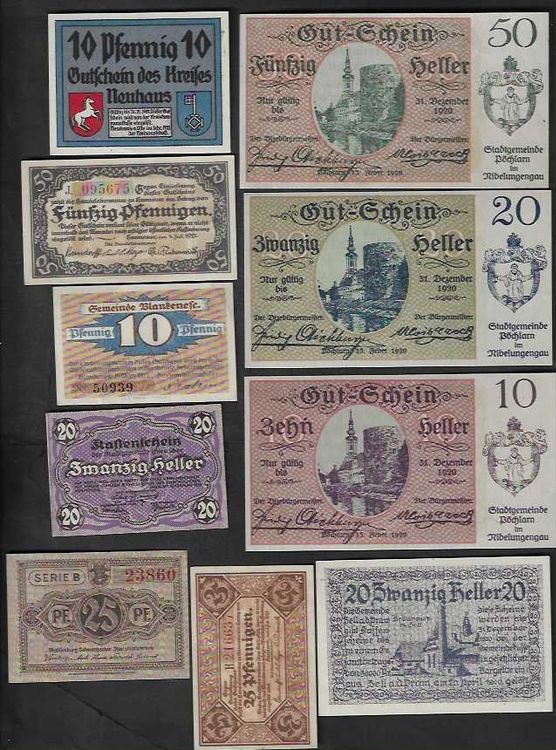 Austria Notgeld 10 Stück Different Bankfrisch (Neu (gemäss Beschreibung ...