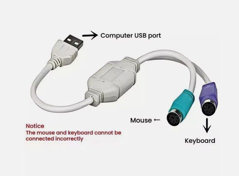 Adapter für Maus Tastatur USB auf PS2 Konverter Kabel (Gebraucht) in ...