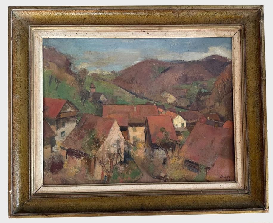 🌟Dorfansicht Asp Fricktal Gemälde Otto Ernst 1940er🌟 (Gebraucht) in ...