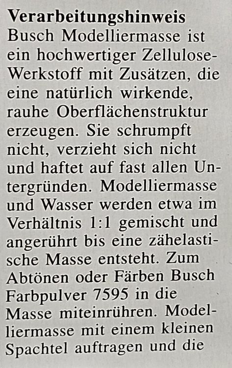 Busch 7591: Modelliermasse hell-beige feine Struktur, 0.5 Kg (Neu und ...