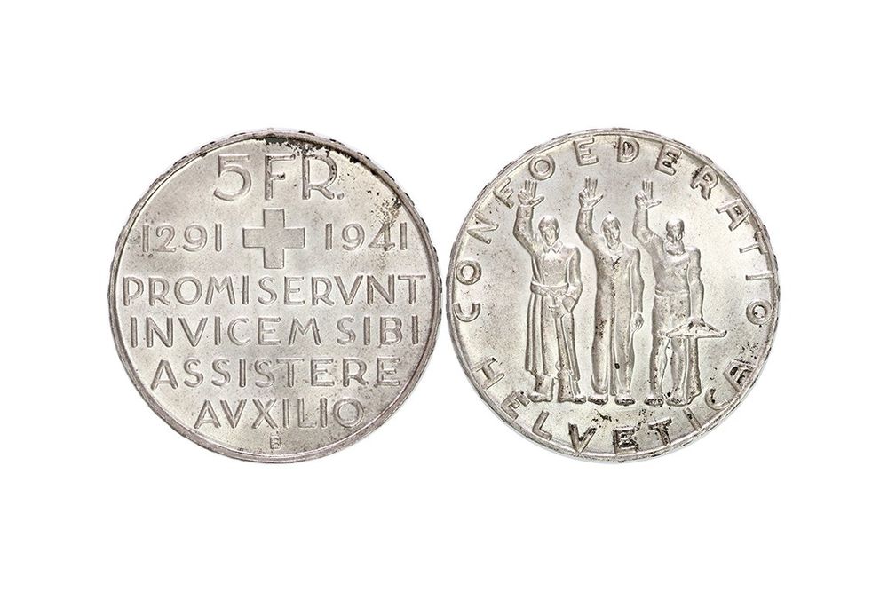 5 Franken Gedenkmünze von 1941"Bundesfeier". UNZ bis Stgl. (Gebraucht) in Kollbrunn für CHF 24 ...