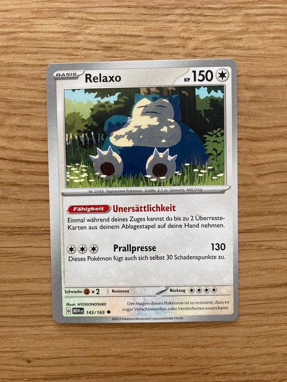 Relaxo Pokémon 151 Karte 143/165 neu deutsch DE unter 1.- (Neu (gemäss ...