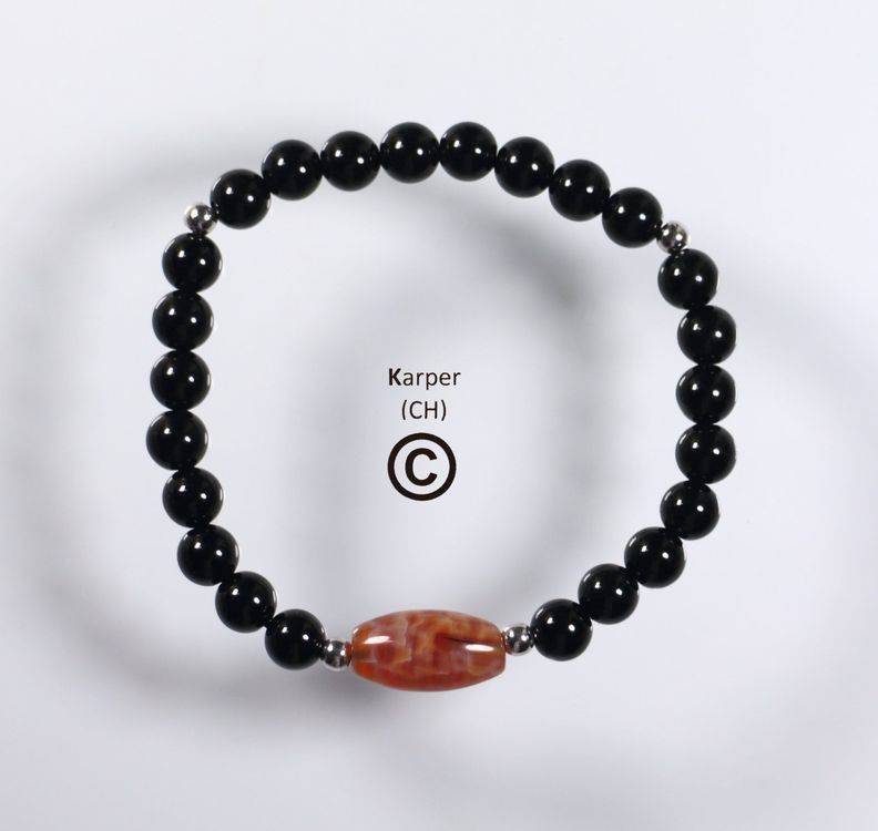 Onyx, Feuer Achat / Onyx, Agate de feu, S 925 Rho. | Kaufen auf Ricardo