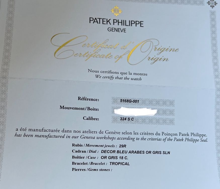 Patek Philippe Aquanaut Ref. 5168G Blue dial Full Set (Neu (gemäss ...