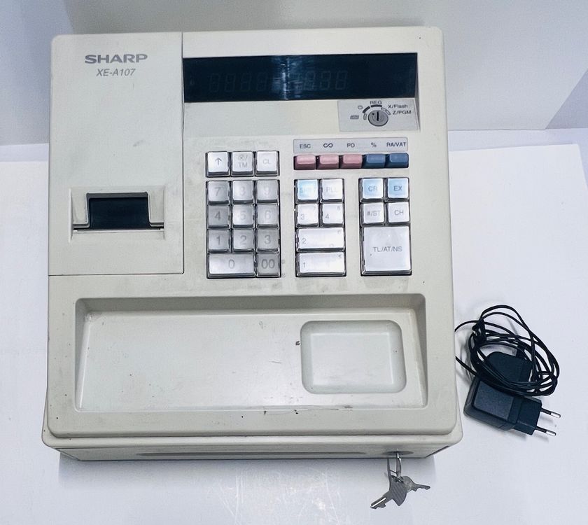 SHARP XE-A107 Geld Kasse mit Schlüssel und Stromkabeln (Gebraucht) in ...