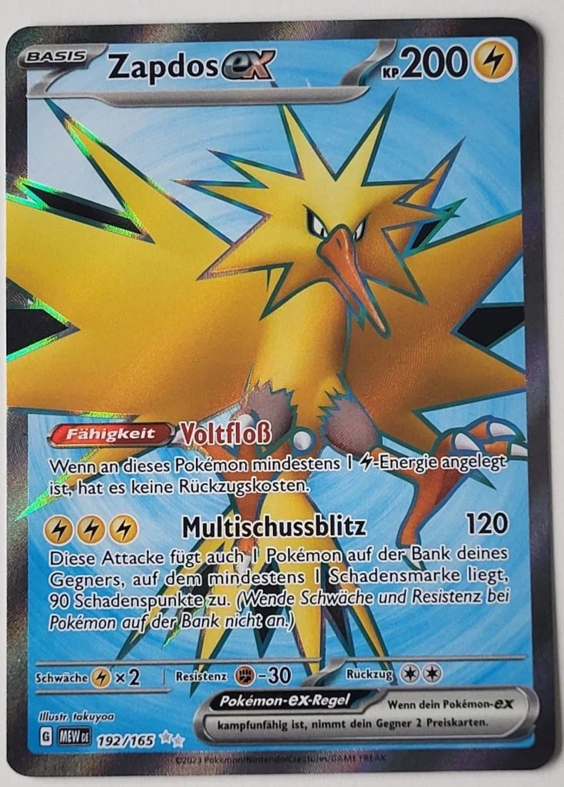 Pokemon Zapdos ex 192/165 Set 151 Deutsch (Gebraucht) in Wünnewil für ...