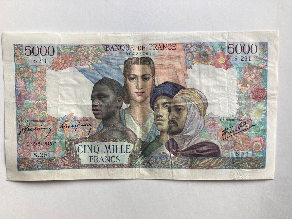 1 Billet de 5000 Francs 1945 (Gebraucht) in Lumino für CHF 39 – mit ...