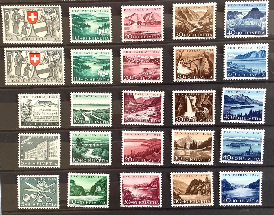 1952-56 Pro Patria Seen und Wasserläufe Sätze ** (Neu (gemäss Beschreibung)) in Liestal für CHF ...