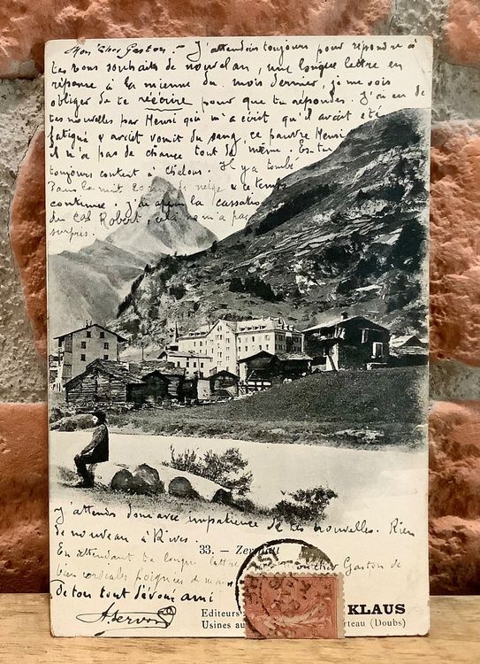 1906 - Antike AK - Zermatt & Matterhorn - Chocolat Klaus (Gebraucht) in Root für CHF 1 – mit ...