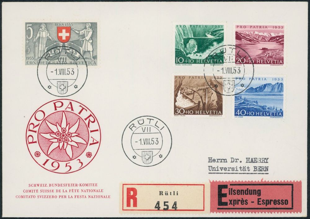 1953 - Pro Patria - Brief - 1. August Rütli - Haerry (Gebraucht) in Schindellegi für CHF 150 ...