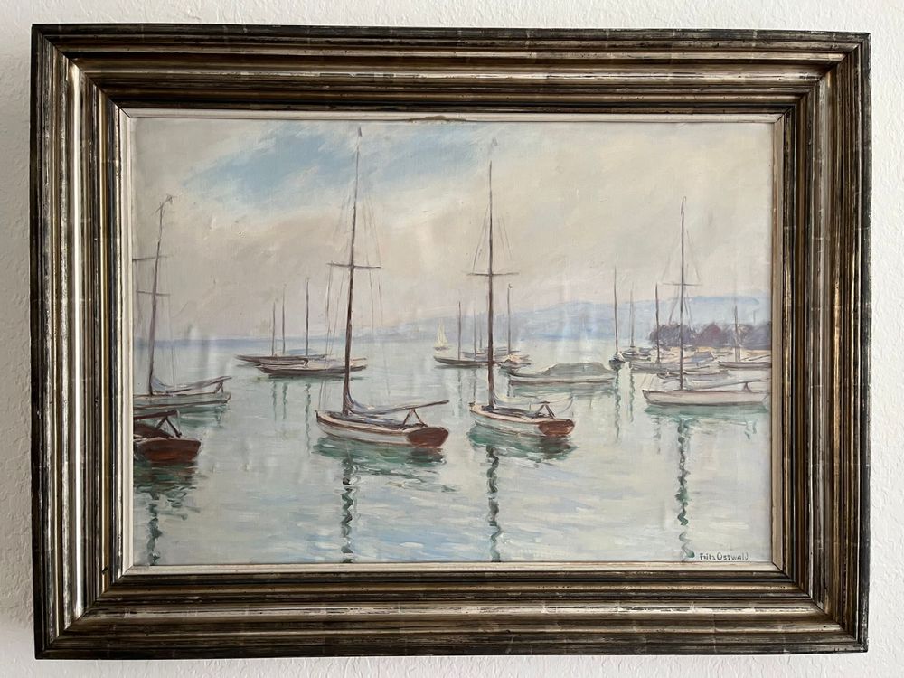 Gemälde Fritz Osswald: Schiffe im Zürichsee | Kaufen auf Ricardo