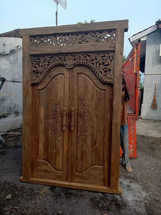 Tor Pforte Tür Portal Teakholz Haustür Doppelflügel Bauelemt (Neu und ...